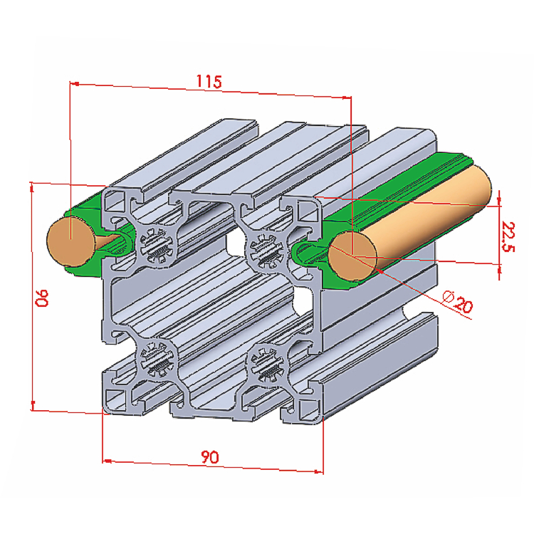 Ø20 Clamping Profile - Aluminium Profile