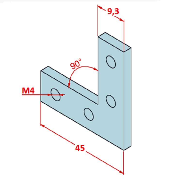 20x20 90° Angled Connection Parts - Aluminium Profile