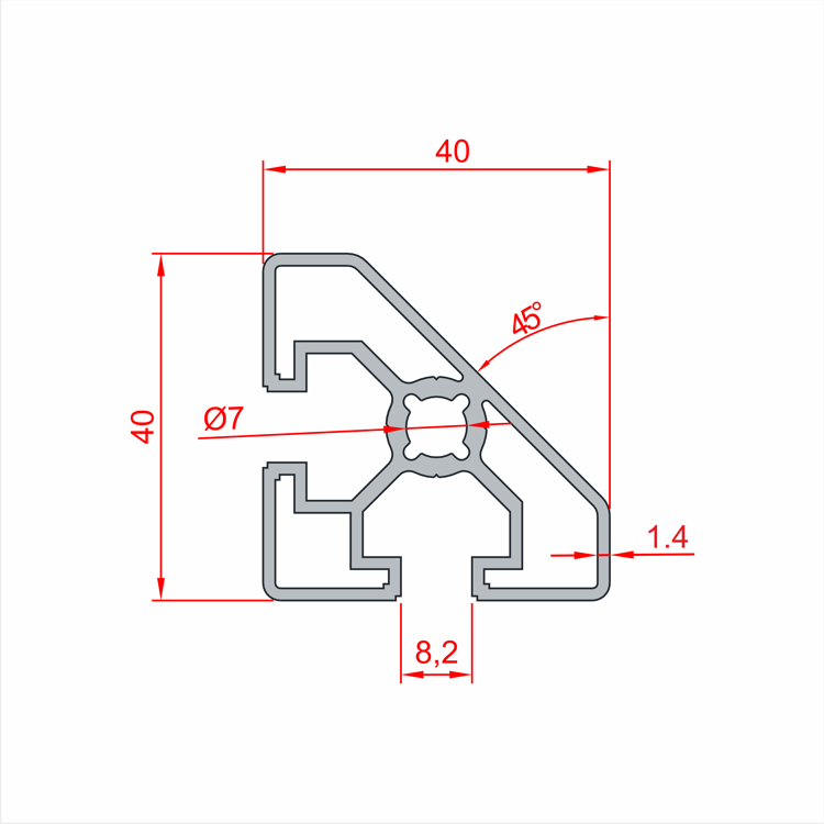 40x40 45° Angle Aluminium Profile - Aluminium Profile