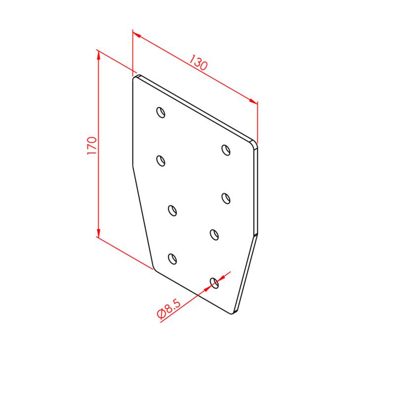 45x90 3 Way Connection Plate - Aluminium Profile