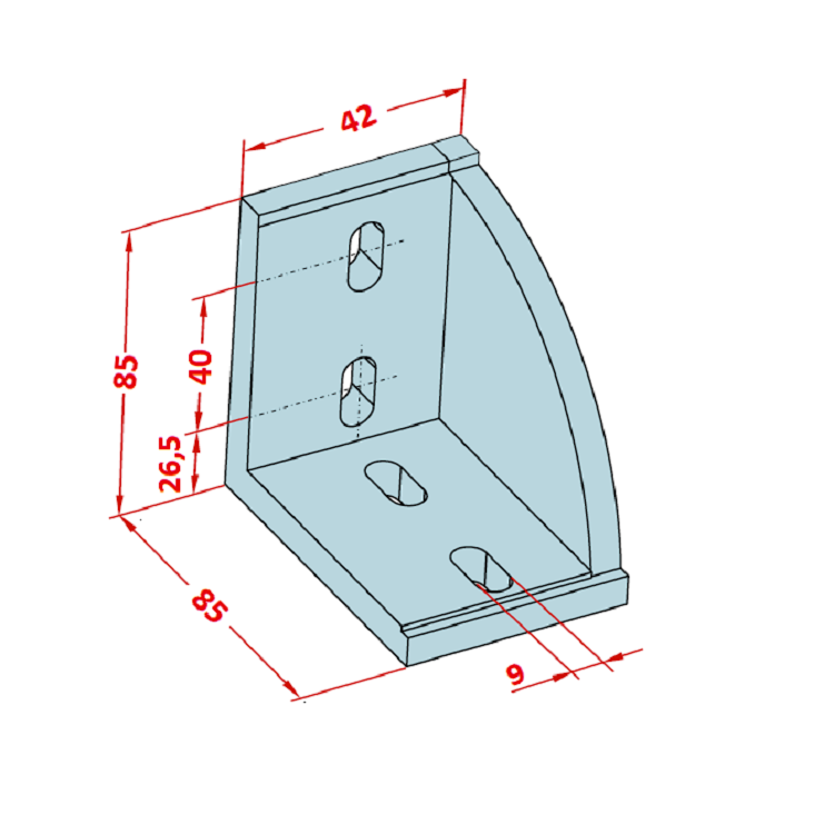 45x90 Long Corner Connection - Aluminium Profile