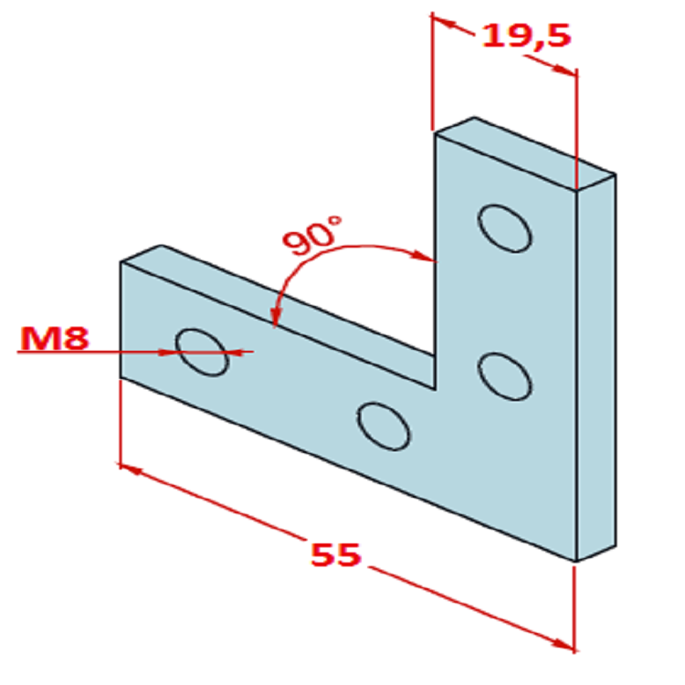 45x45 90° Connection Part - Aluminium Profile