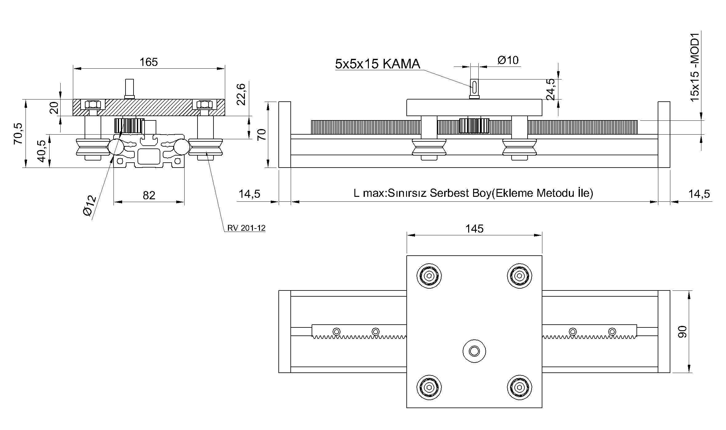 Ø12 Rack and Pinion Block Module - Aluminium Profile