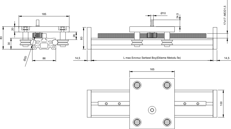 Ø20 Rack and Pinion Block Module - Aluminium Profile