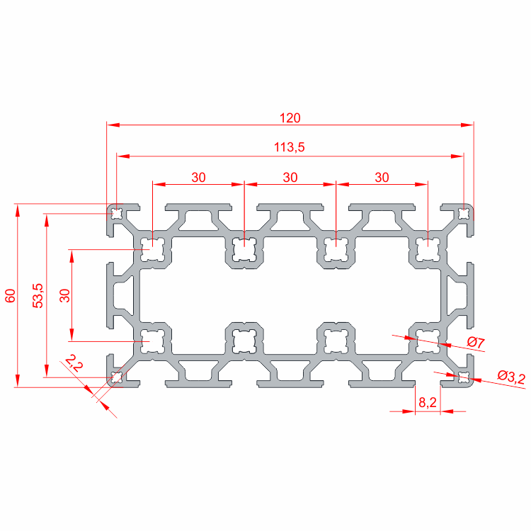 60x120 Aluminium Profile - Aluminium Profile